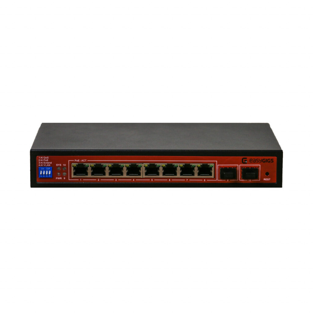 قیمت و خرید سوییچ ۸ پورت مدیریتی PoE ایزی‌گیگز مدل SWU-2451-10GPS | نت ران